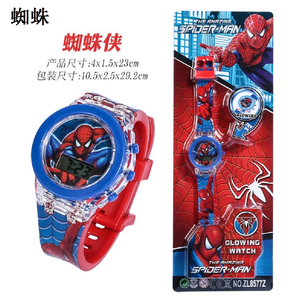 Children's Cartoon Watch Spiderman Kid's watch with Lights Flash Spider ...