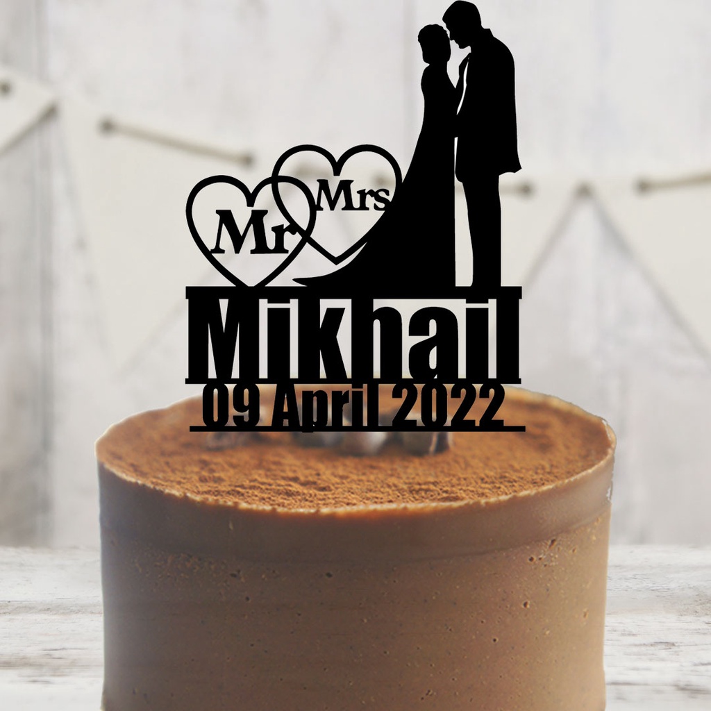 Wedding Name and Date Cake Topper Party Celebration Topper Custom Made ...