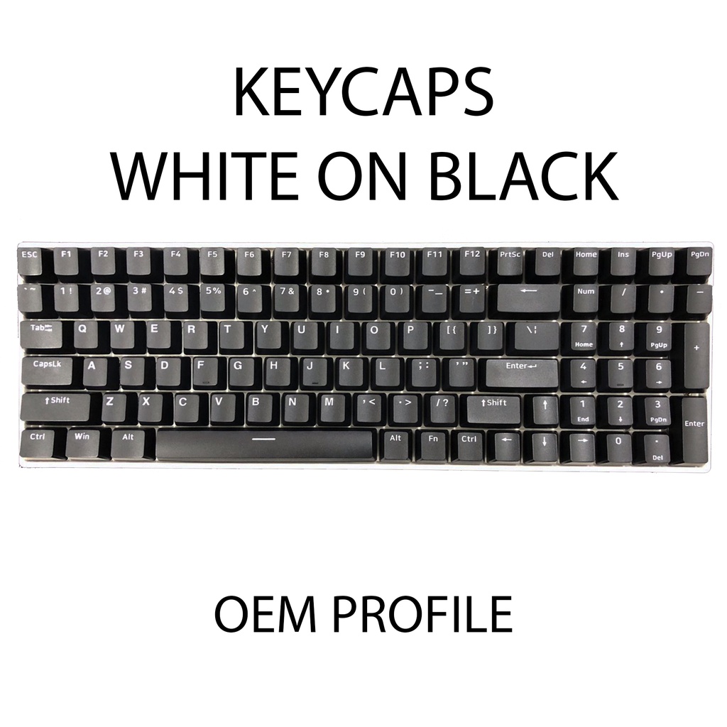 Alcha KEYCAPS WHITE ON BLACK WOB PBT DOUBLE SHOT OEM PROFILE KEYBOARD ...