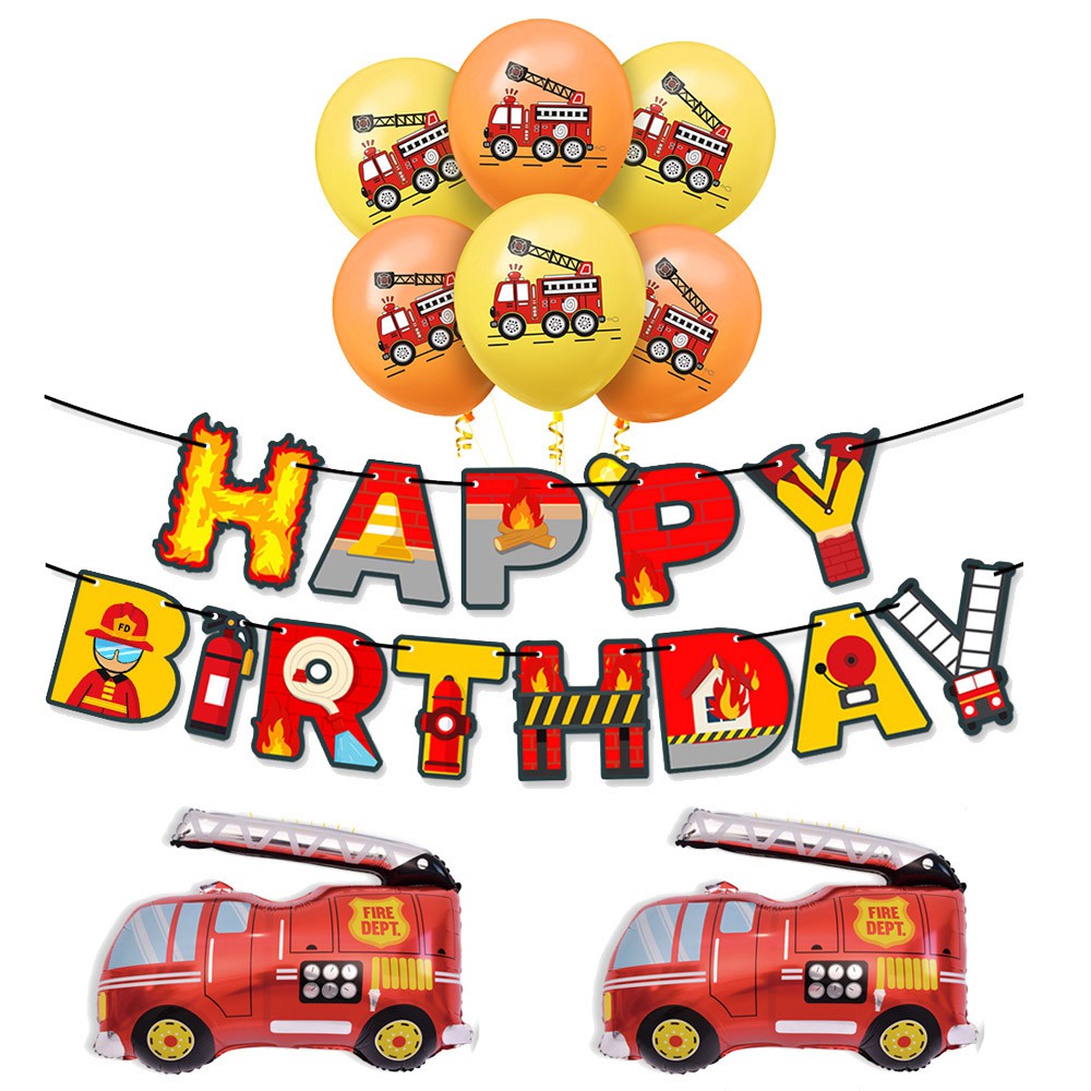 Firefighter Birthday Theme Decor Kids Fire Truck Theme Decorations Fire ...