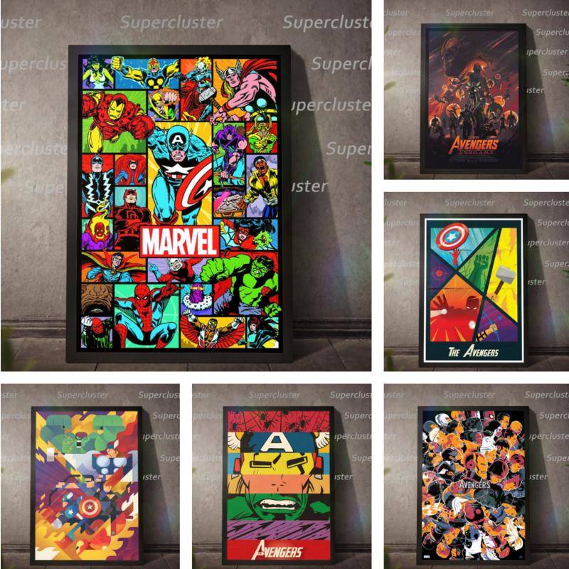 Marvel Canvas Anime Style Ironman Spiderman thor Painting Poster Wall ...