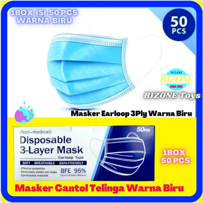 3ply Earloop Earloop Earloop Earloop Mask 1Box Contents 50Pcs Blue ...