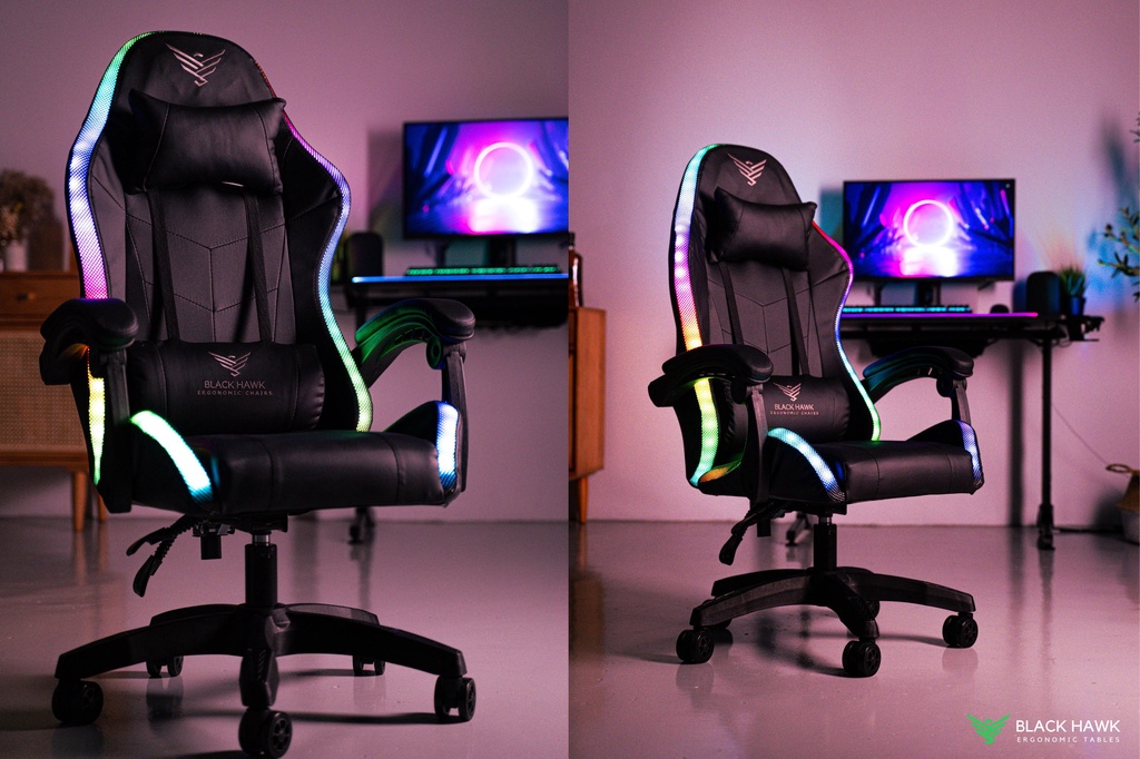 🦅 (𝐒𝐆 𝐒𝐓𝐎𝐂𝐊) Black Hawk RGB Gaming Chair / Gaming Chair / Computer ...