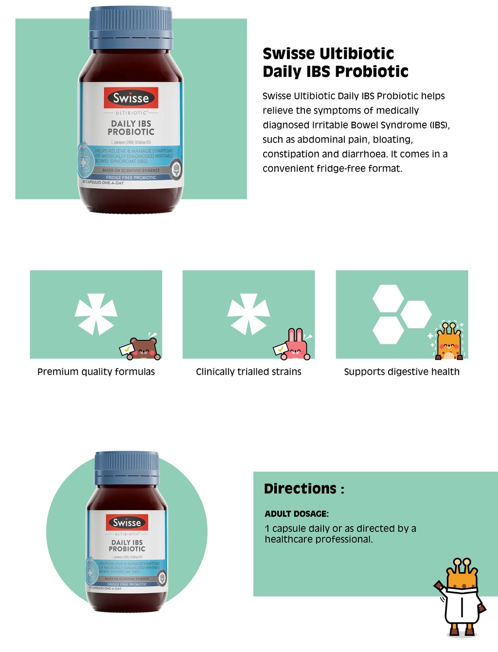 Swisse Ultibiotic Probiotics - Daily Immune, Digestive Health, Women's ...