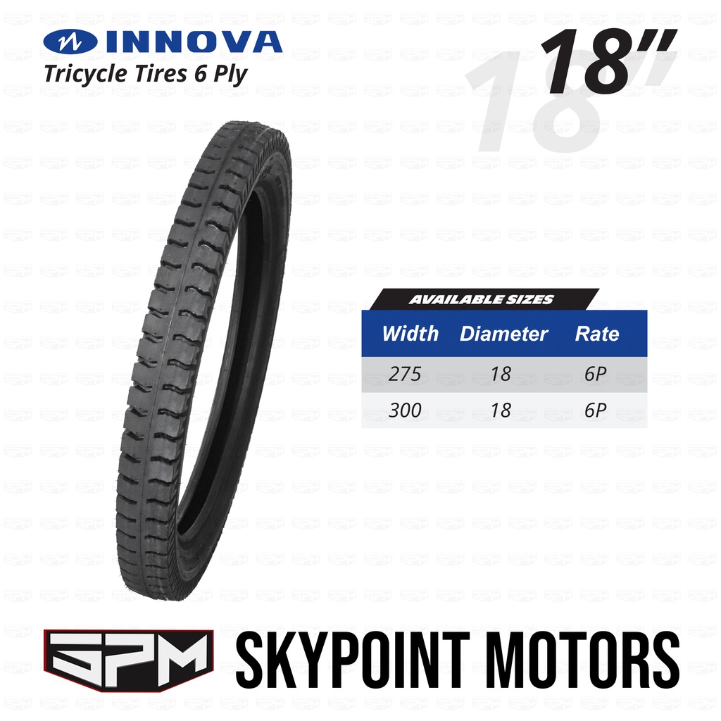 INNOVA TUBE-TYPE TIRE FOR TRICYCLE 2.75-18, 3.00-18 (9313) | Shopee ...