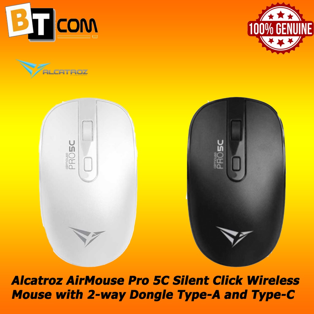 Alcatroz AirMouse Pro 5C Silent Click Wireless Mouse with 2-way Dongle ...