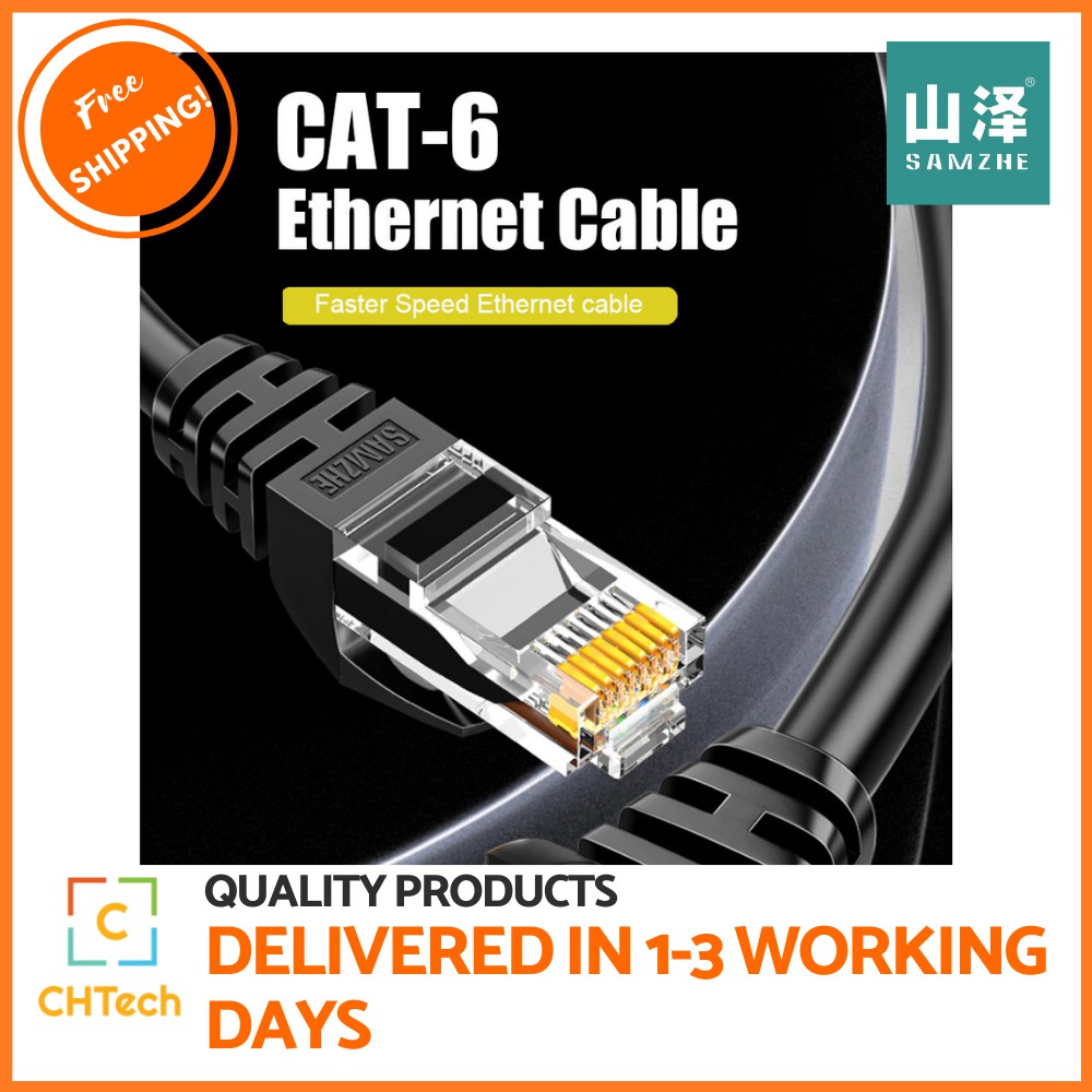SAMZHE Cat6 Cable Ethernet Cable 1m/2m/3m/5m/10m 1G Lan Cable Cord for ...