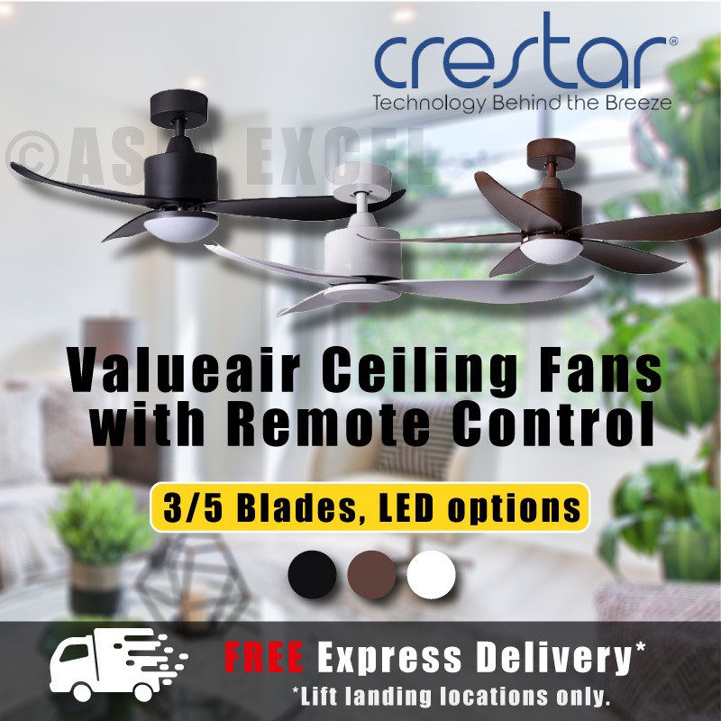 CRESTAR VALUEAIR 3/5 BLADE 40/46/48/55 INCH CEILING FAN WITH LED LIGHT ...