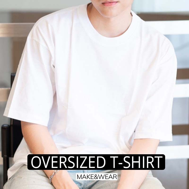 Oversized T-Shirt -MEN- MAKE&WEAR Premium Cotton Plain Causal Tops ...