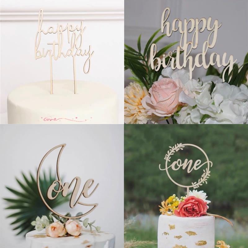 [SG Seller] Wooden Reusable Happy Birthday / One Year Old Topper ...