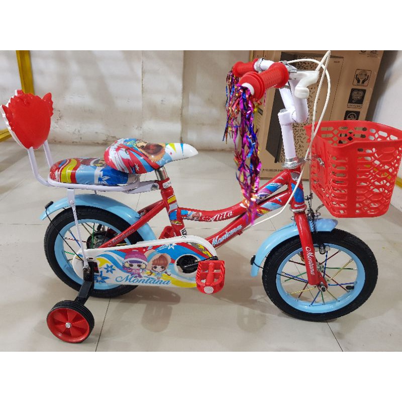 MERAH Montana 12 inch Mini Bike For Girls (Red/Red Color) | Shopee ...