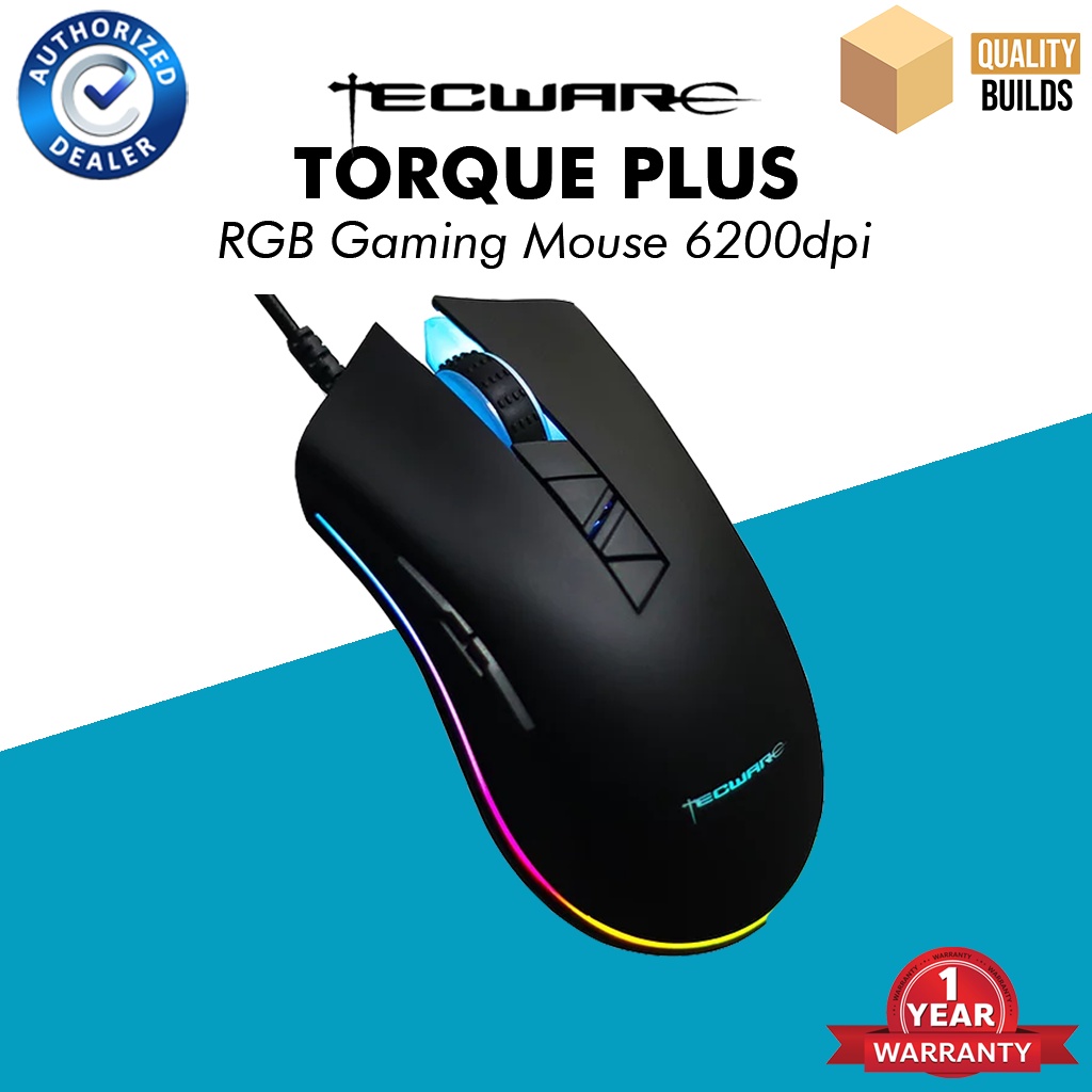 Tecware Torque Plus RGB Gaming Mouse 6200 DPI Wired ARGB Wired Mouse ...