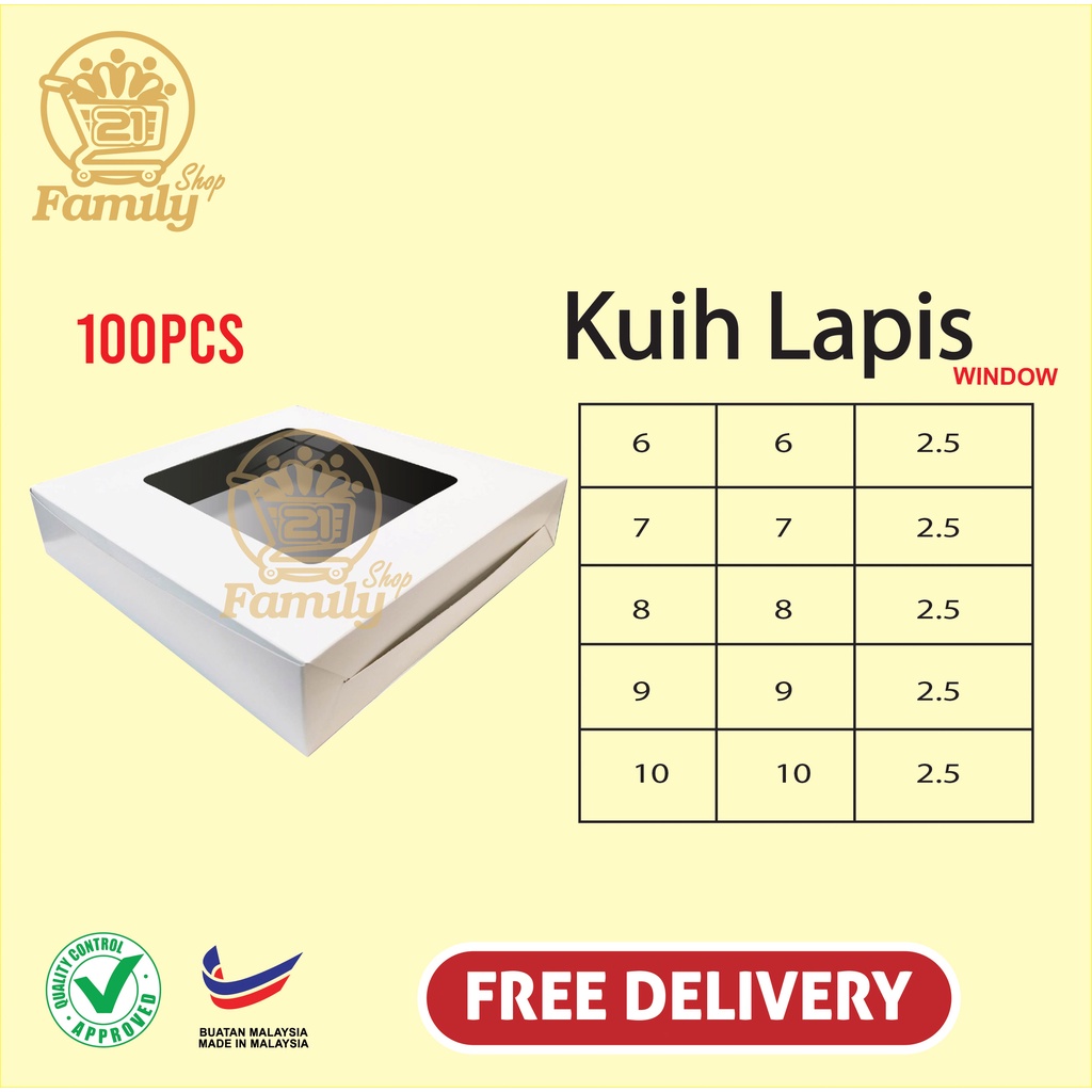 Day Pomosi(100pcs) White Window KUIH LAPIS box, Tray box/KUIH LAPIS box ...