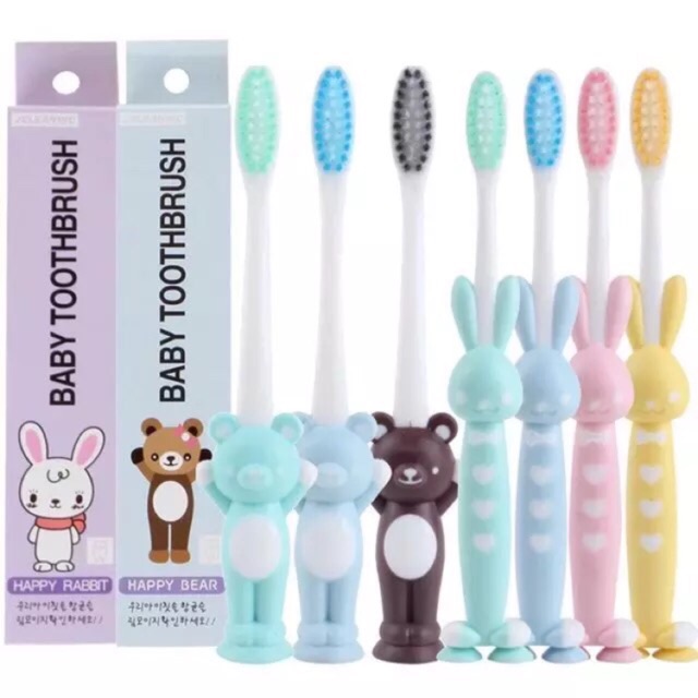 Korean style mini toothbrush(happy bear & happy rabbit) | Shopee Singapore