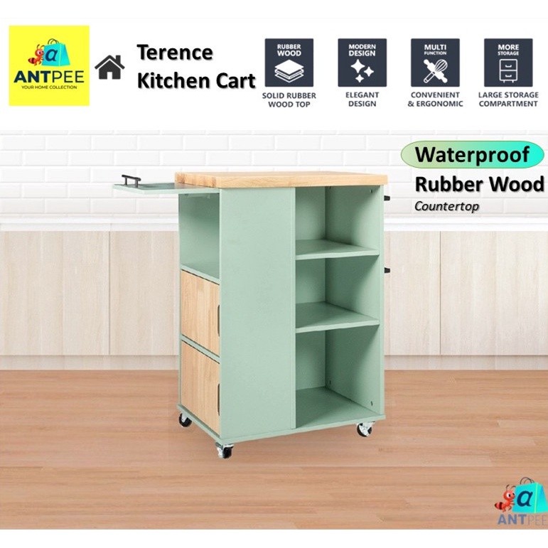 ANTPEE TERENCE Kitchen Cart (Extendable Tabletop) with Wheels Table ...