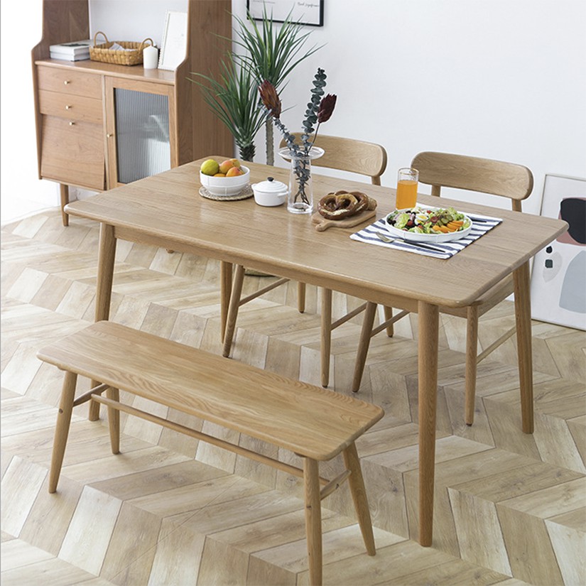 Japanese Minimalism Dining Table Set Dining Chairs Long Bench Nordic ...