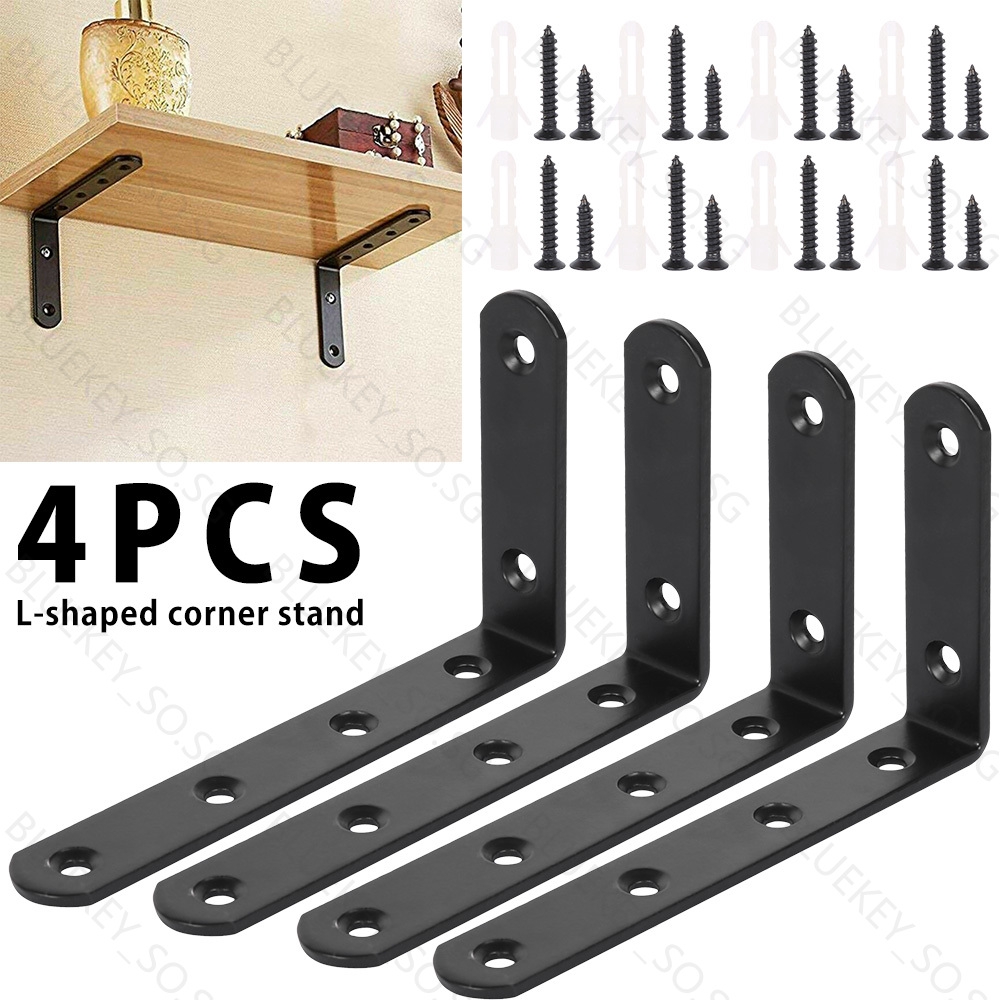 20/12/4Pcs Heavy Duty Cast Iron Wall Mounted L Shaped Angle Shelf ...