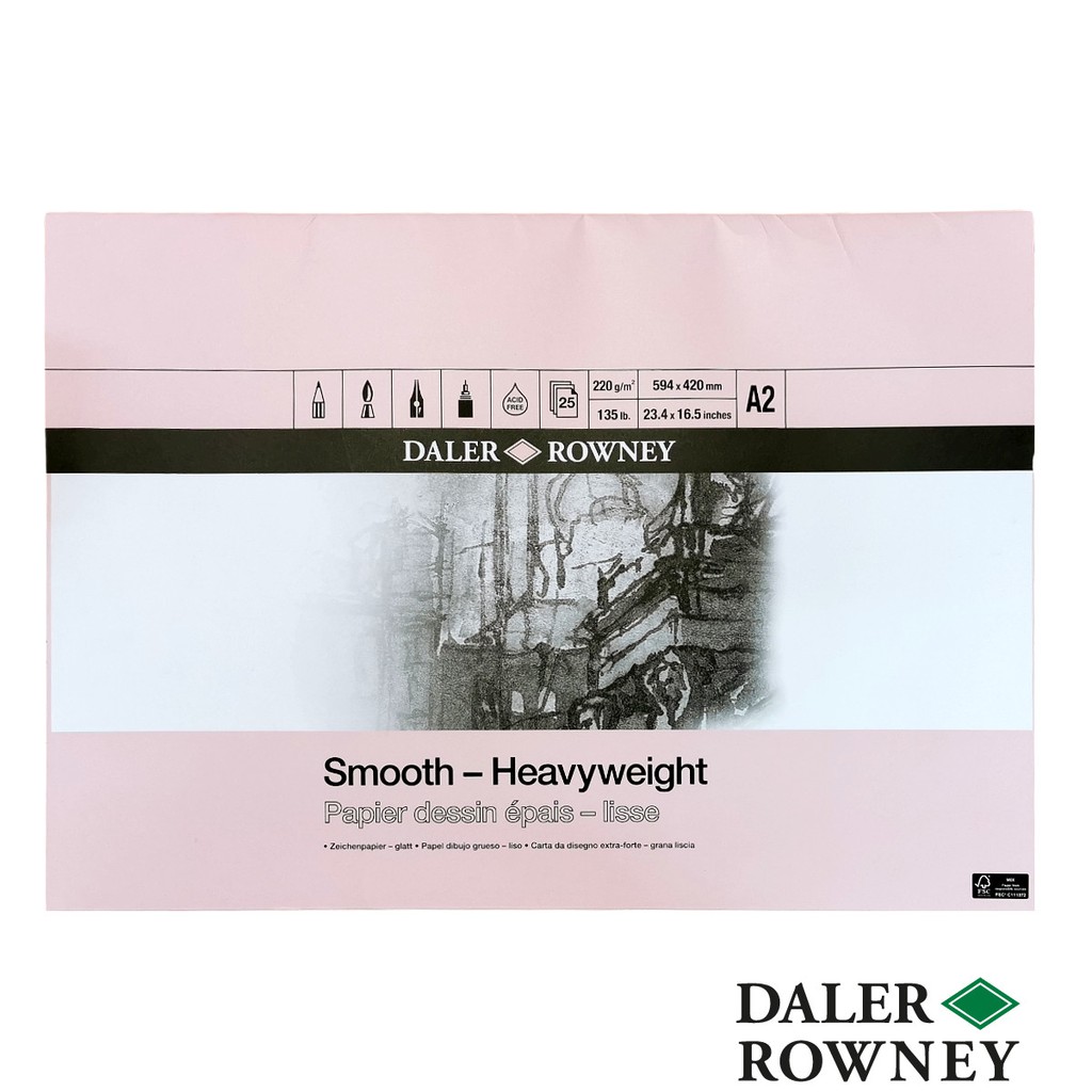 Daler Rowney A2 Cartridge Pad Smooth Heavyweight 220gsm, 25sht ...