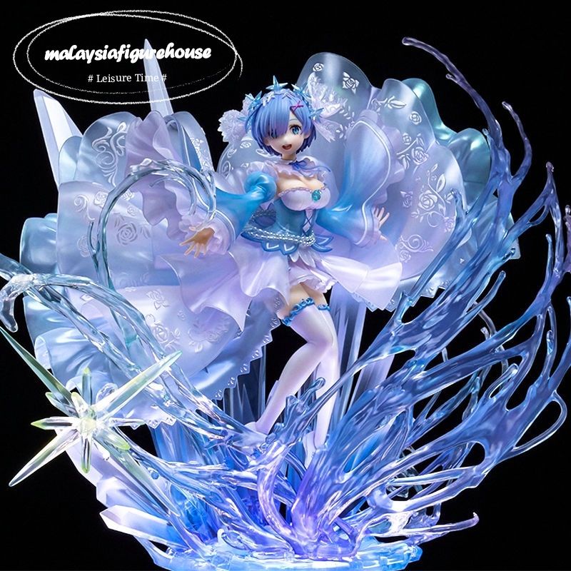 36CM ANIME RE:ZERO REM CRYSTAL DRESS LIGHT UP ACTION FIGURE STATUE ...