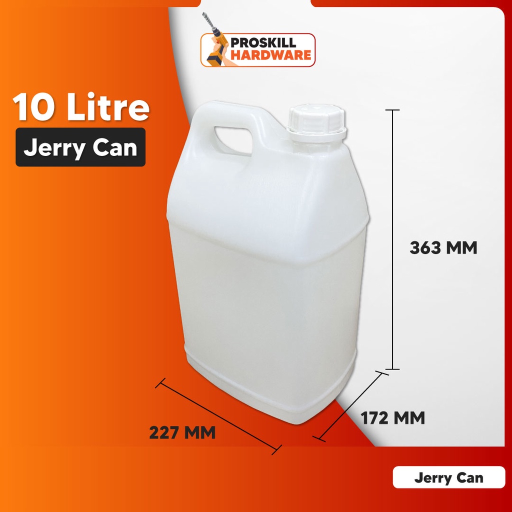 PROSKILL HARDWARE NEW 10L HDPE Bottle Tong Air Jerry Can Jerry Can Bottle 10 Litre Container ...