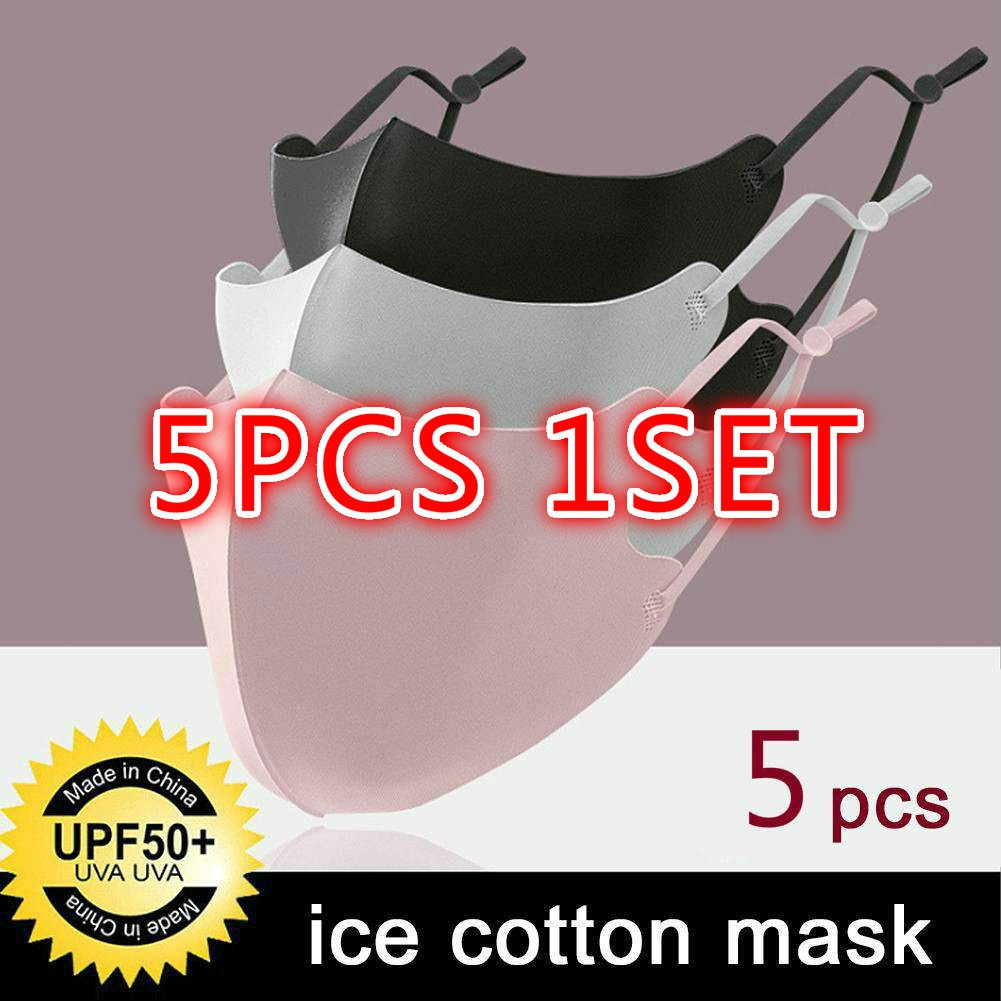5 Pcs 1Set Packed individually Ice Silk Masks Washable Anti Dust Face ...