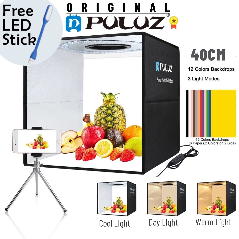 PULUZ 40cm 30CM Light Box Photography Photo Studio Box. Ring LED ...