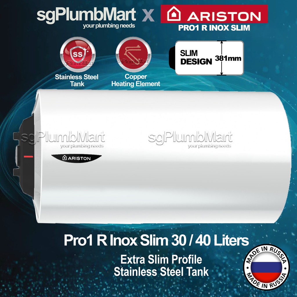 sgPlumbMart x Ariston Pro1 R Inox Slim 30 Liters / 40 Liters Stainless ...