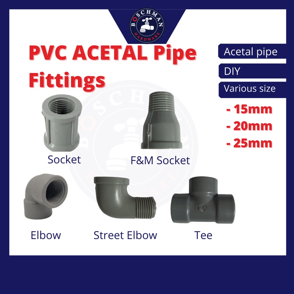 ACETAL PVC Pipe Fitting Joint Penyambung Paip PVC Acetal Fittings PVC Grey Pipe Paip Kelabu Paip ...
