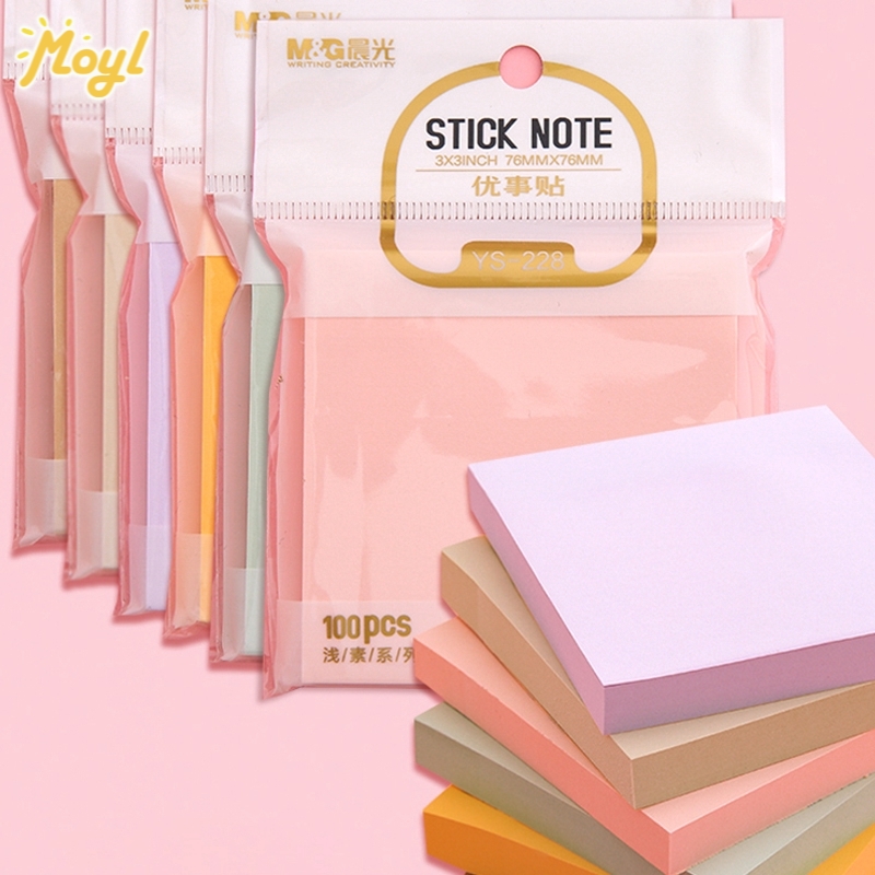 M&G 100 Sheets Sticky Notes Pastel Book Cute Note Pad Tearable Guest ...