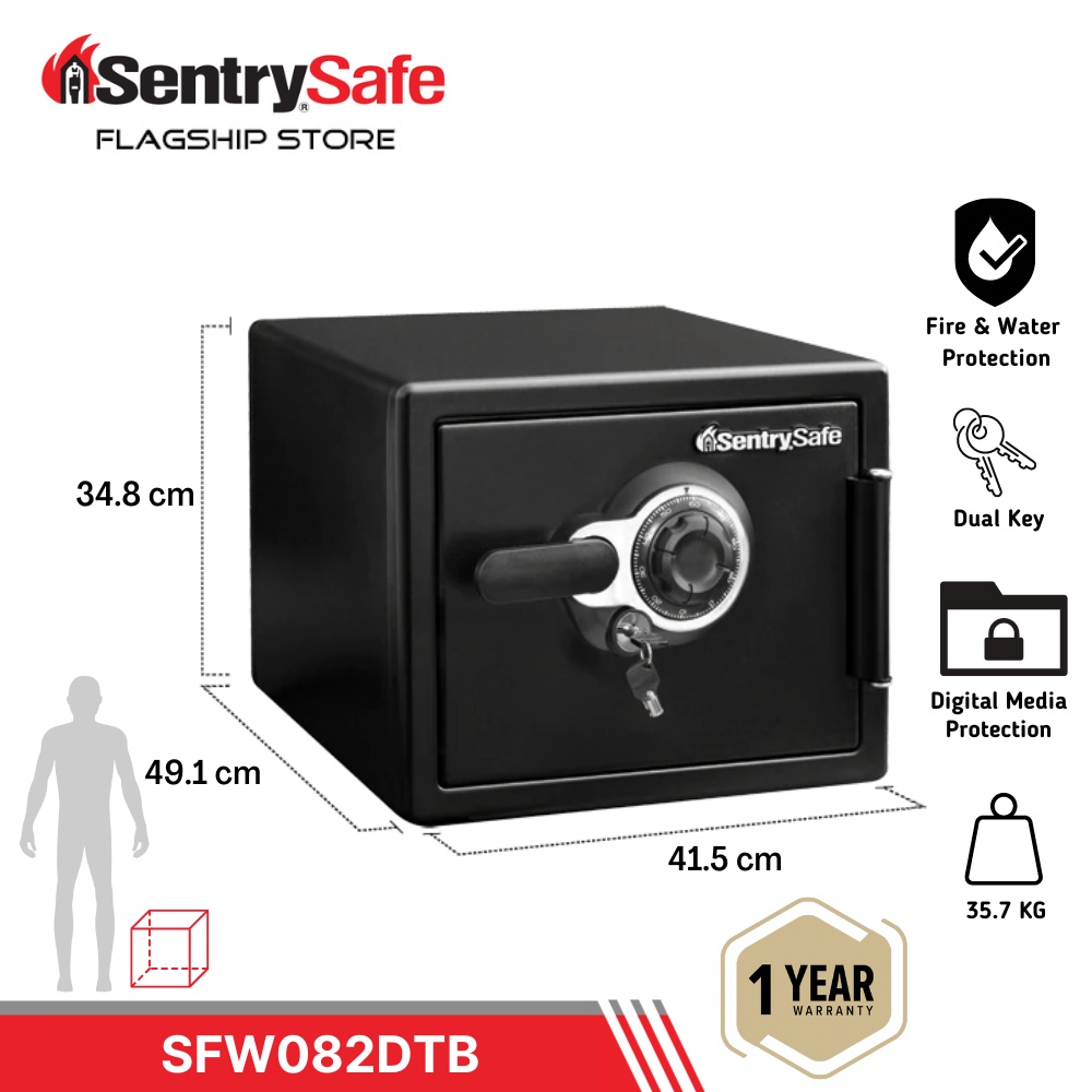 SentrySafe - SentrySafe SFW082DTB Combination Fire Security Safe ...