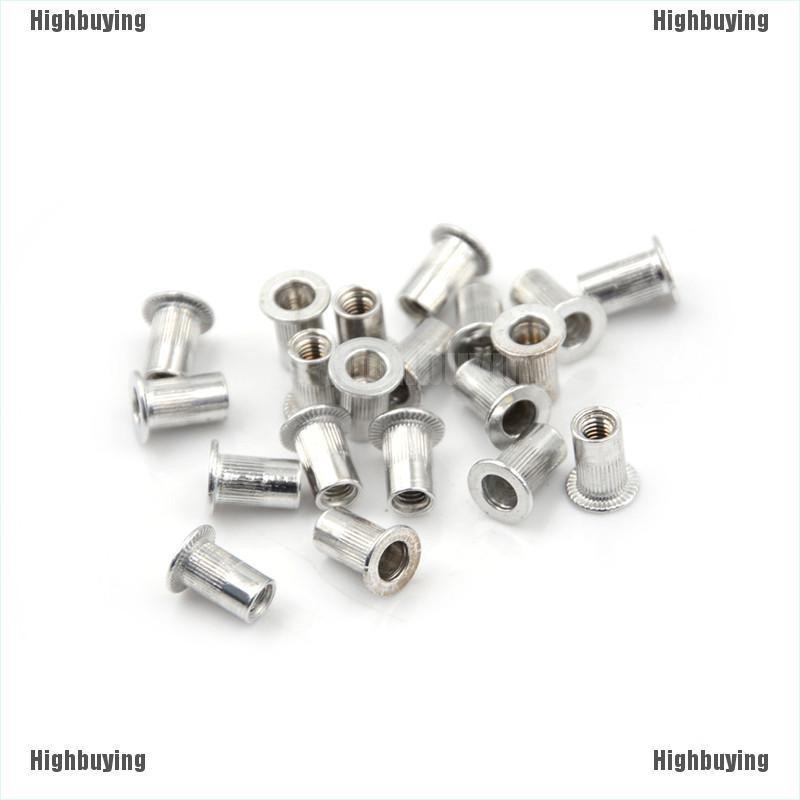 [Ready Highbuying] 20Pcs Aluminum Alloy Flat Head Threaded Rivet Insert ...