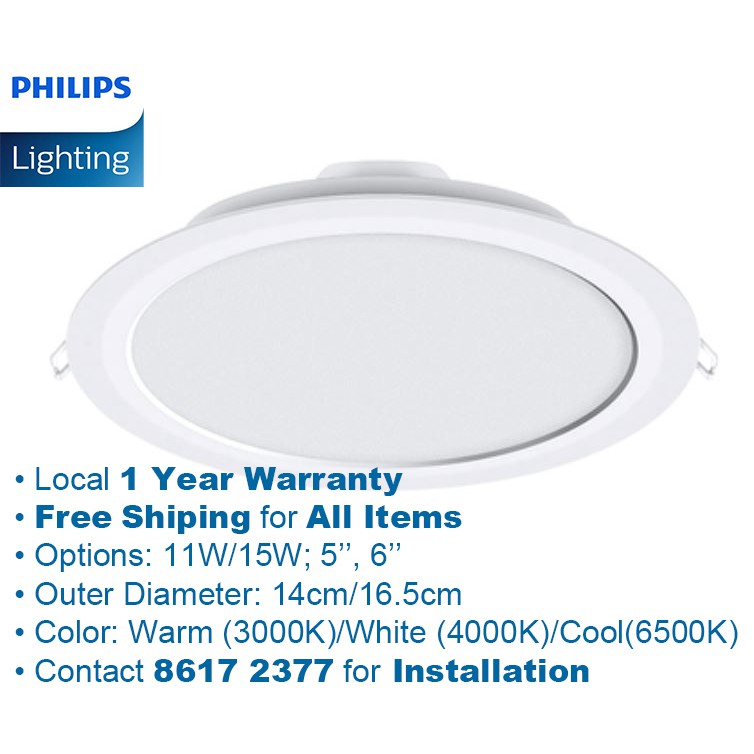 Philips 11W/10.5W/15W/14W Slim Round LED Downlight Warm White Daylight ...