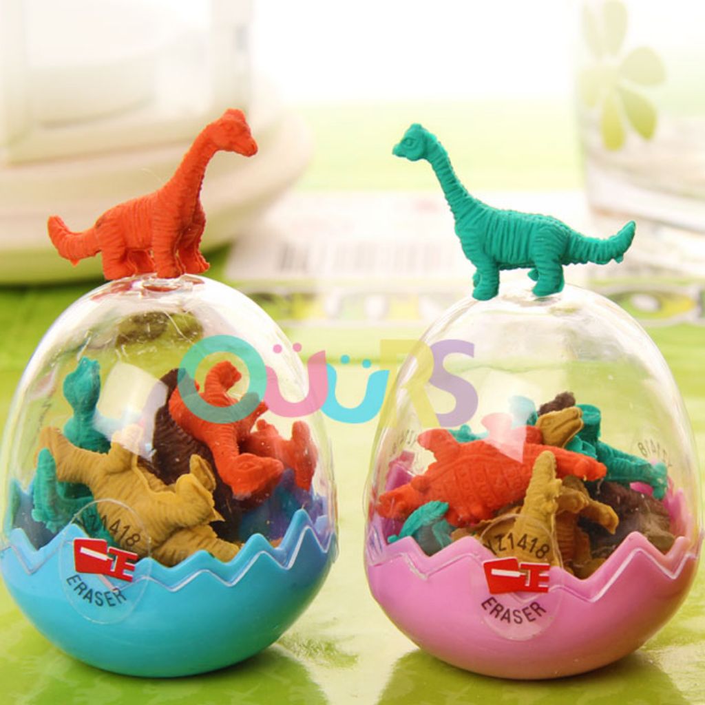 6pcs/12pcs Dinosaur erasers in egg capsule / Mini Dinosaur Erasers ...