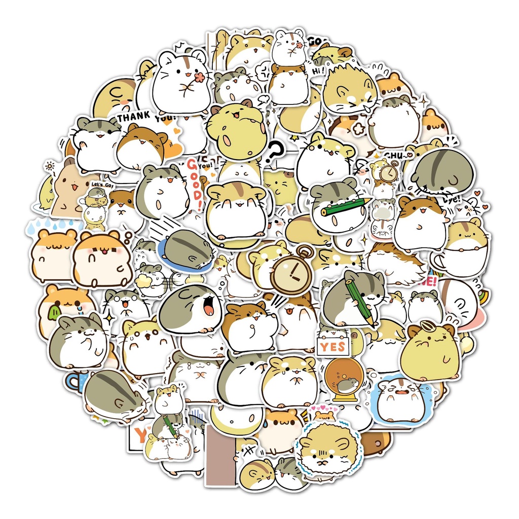 100 pcs Cute Hamster Cartoon Waterproof PVC Stickers | Shopee Singapore