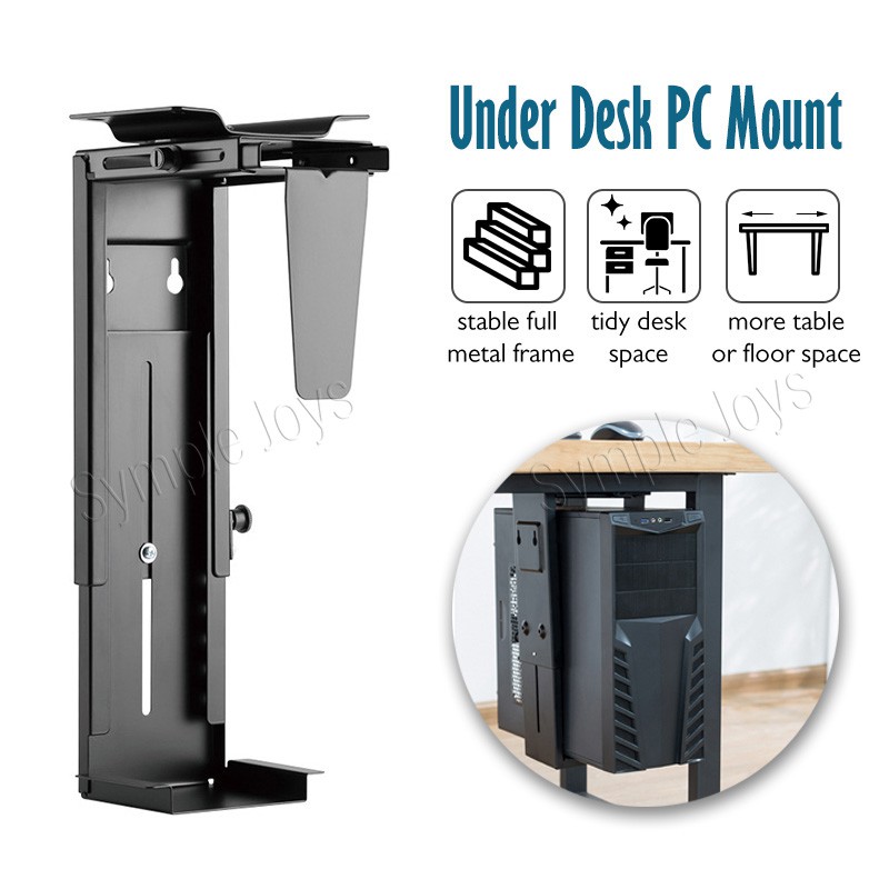 CPU Holder Under Desk Mount Adjustable Wall PC Stand Heavy Duty ...