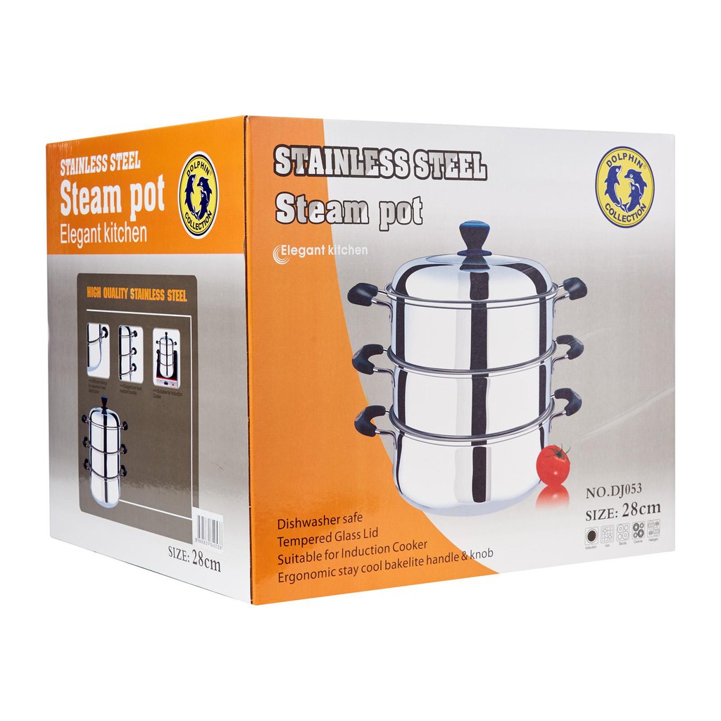 DOLPHIN Collection Stainless Steel Steamer Pot 28cm 3-Layers | Shopee ...