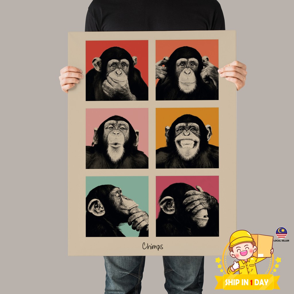 Chimpanzee Bad Monkey 3 Retro Vintage Poster Kraft Paper Painting Wall ...