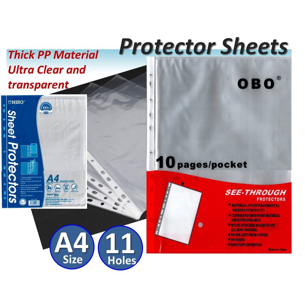 Sheet Protector refill Sheets Protector 10 pieces A4 thick PP plastic ...