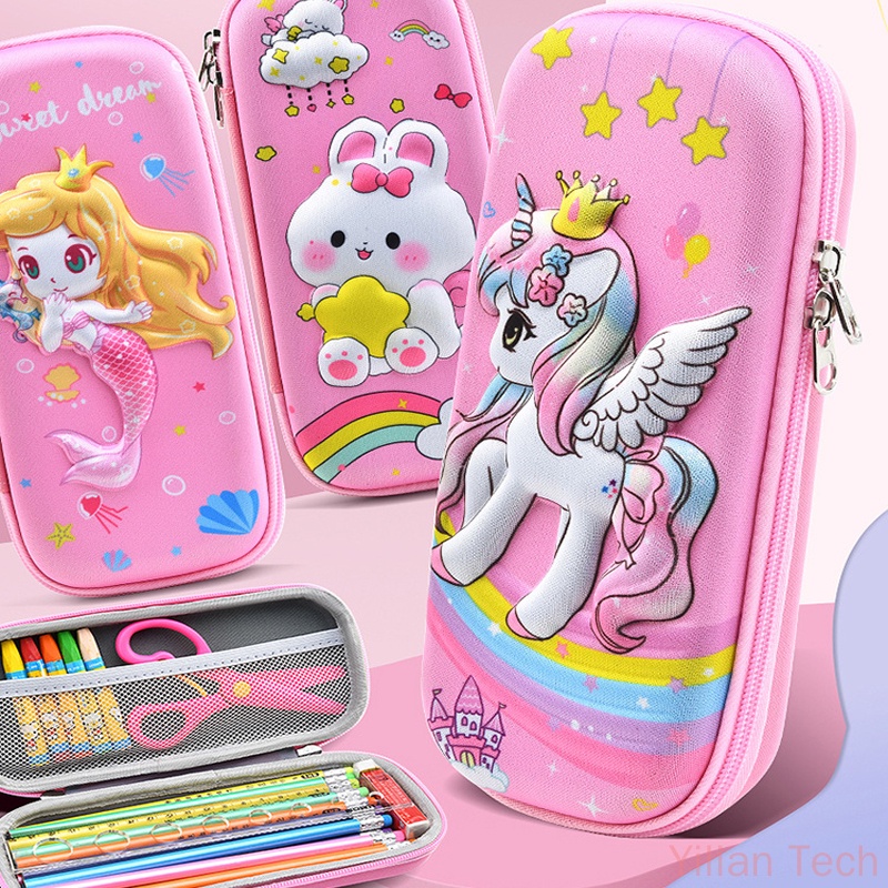 Unicorn Pencil Case 3D Kawaii Pencil Box EVA Large Capacity Stationery ...
