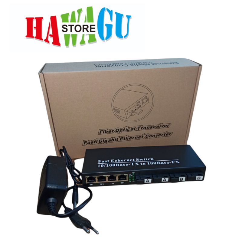 Media Converter Switch Fiber Optic 4 Port Fiber AABB 4 Port LAN RJ45 ...
