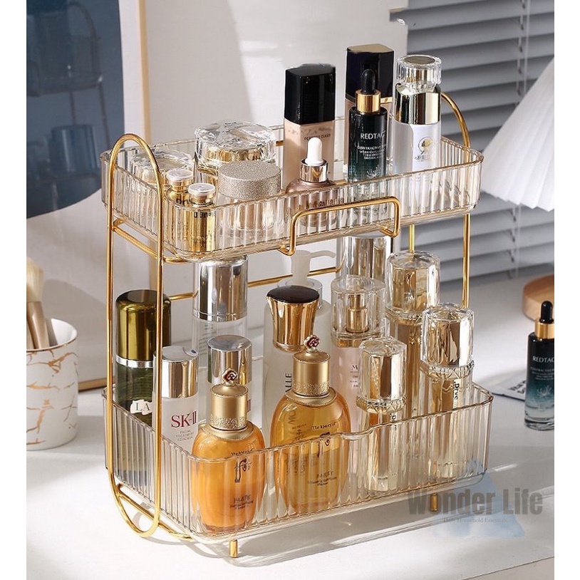 Nordic Style Light Luxury Golden Texture Double-Layer Storage Rack ...