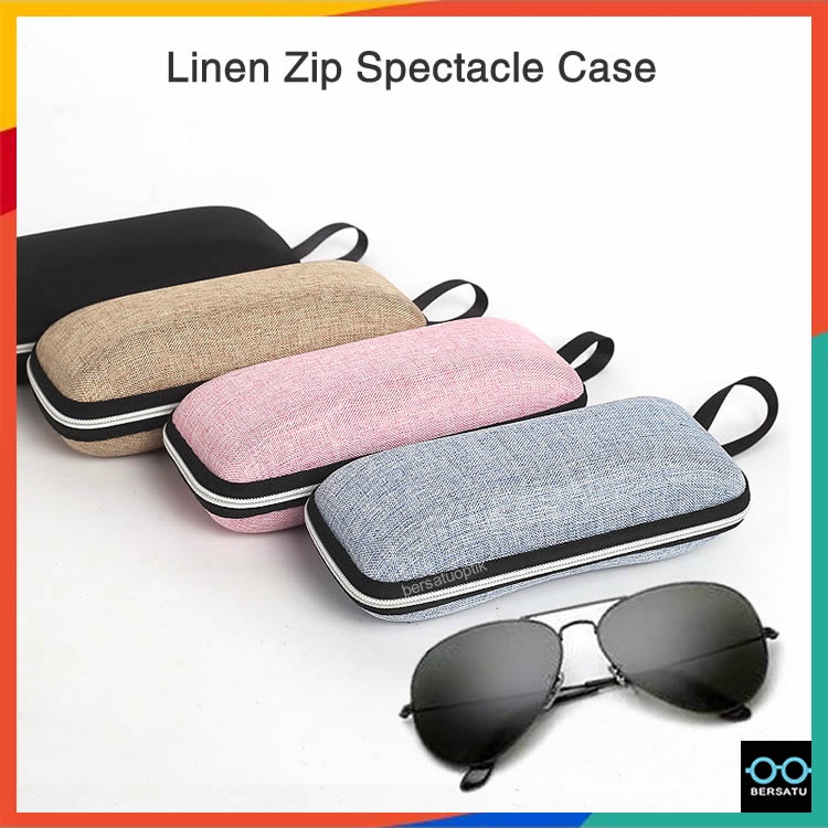 Glasses Casing Spectacle Zip Linen Square Hard Case Box/ 棉麻拉链眼镜盒太阳眼镜盒 ...