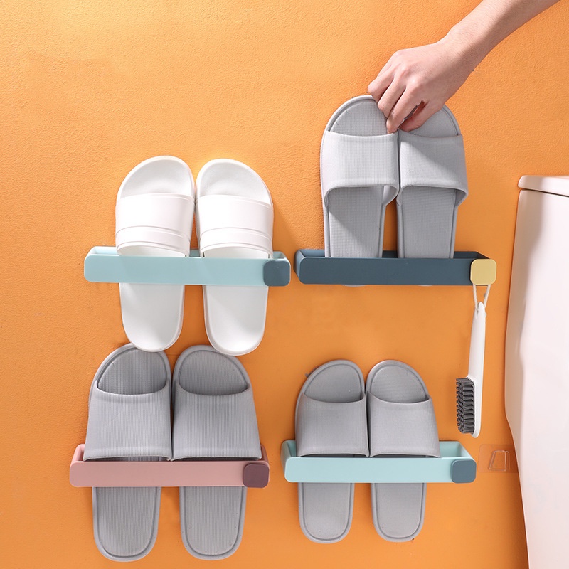 Wall Mounted Slippers hanger Shoe Rack Shelf Shoe Organizers Bathroom ...