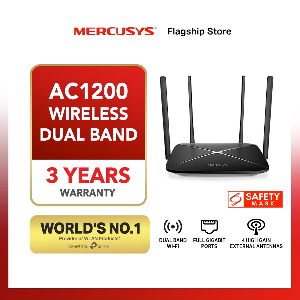 Mercusys(Powered By TP-Link) AC12G AC1200 Wireless Dual Band Gigabit ...