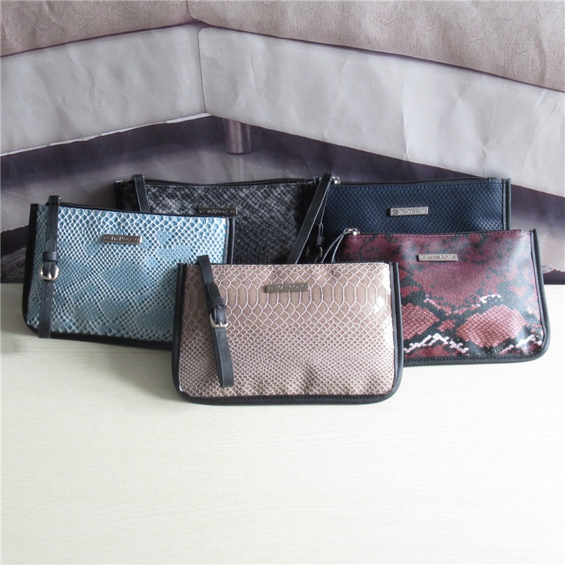 MANGO Wristlet Pouch Snakeskin Texture (Grey, Light Blue, Navy, Khaki ...