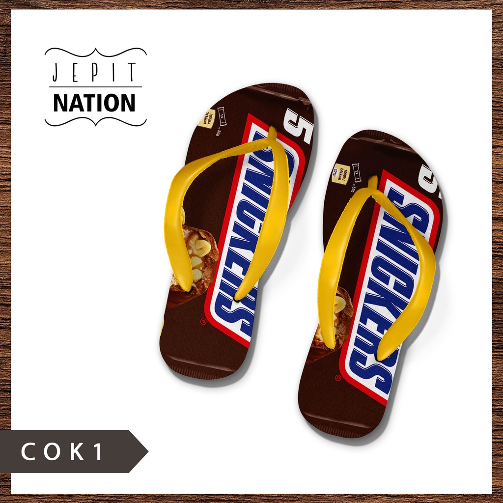 [Women] Flip Flops Girls chocolate cadburry oreo kitkat snickers kinder ...