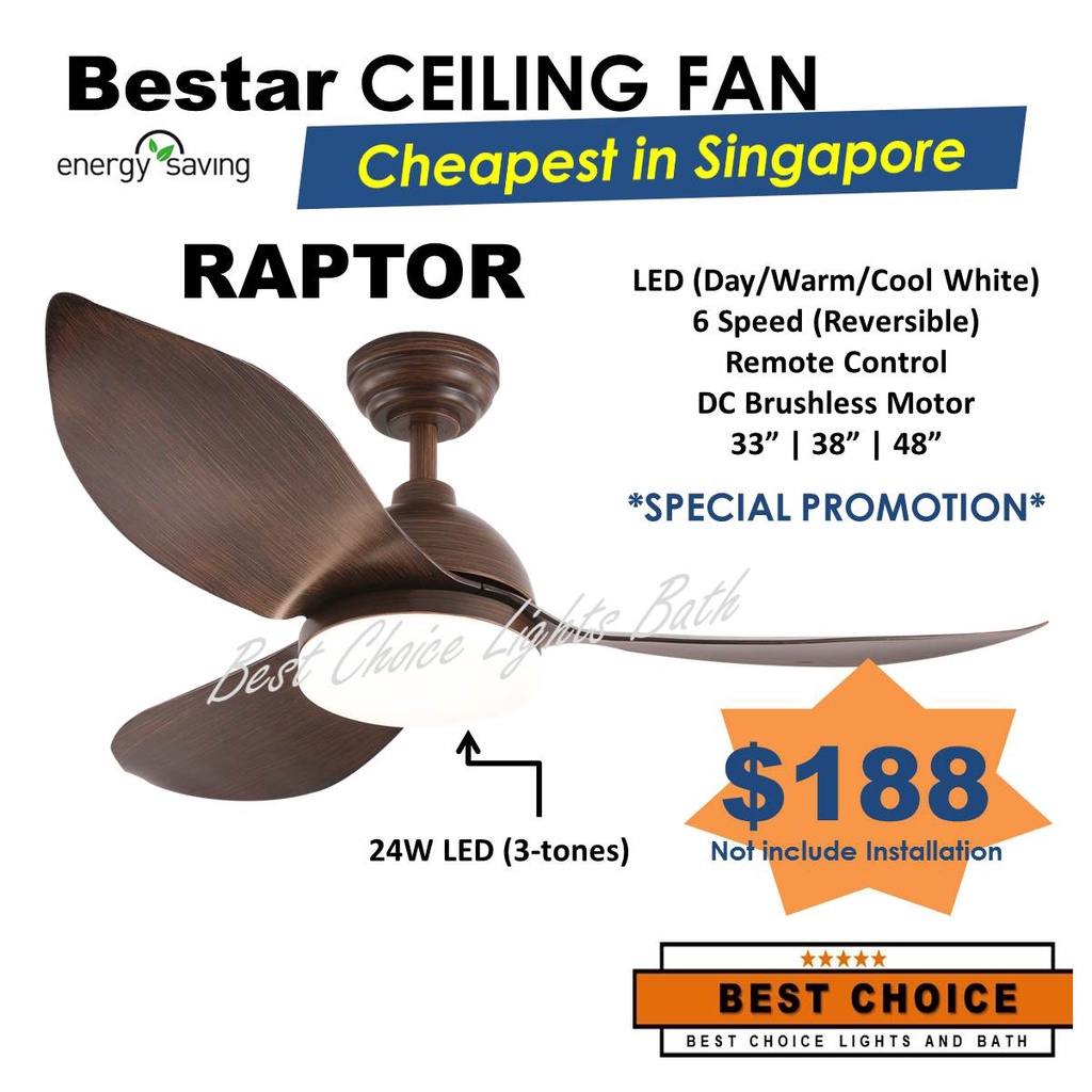 (CLIMATE VOUCHER) $188 Yes Basic Install - BESTAR Ceiling Fan LED ...