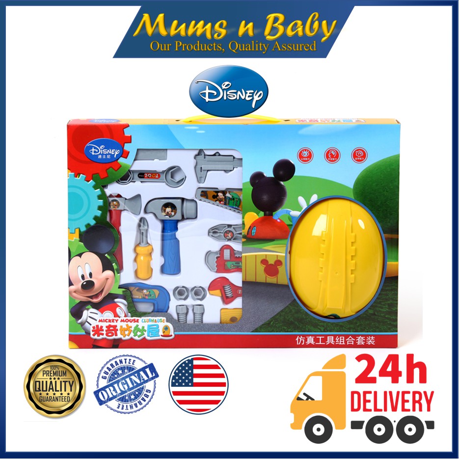 DISNEY Mickey Mouse Pretend Play Simulation 16pcs Construction Tool Kit ...