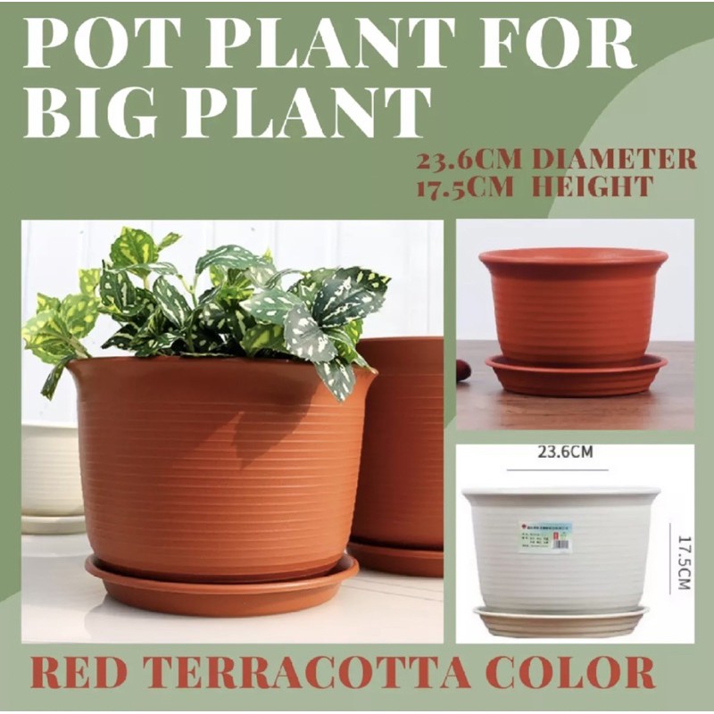 (READY STOCK) Big Pot For Plants Terracotta Red Toughest Thick Plastic ...
