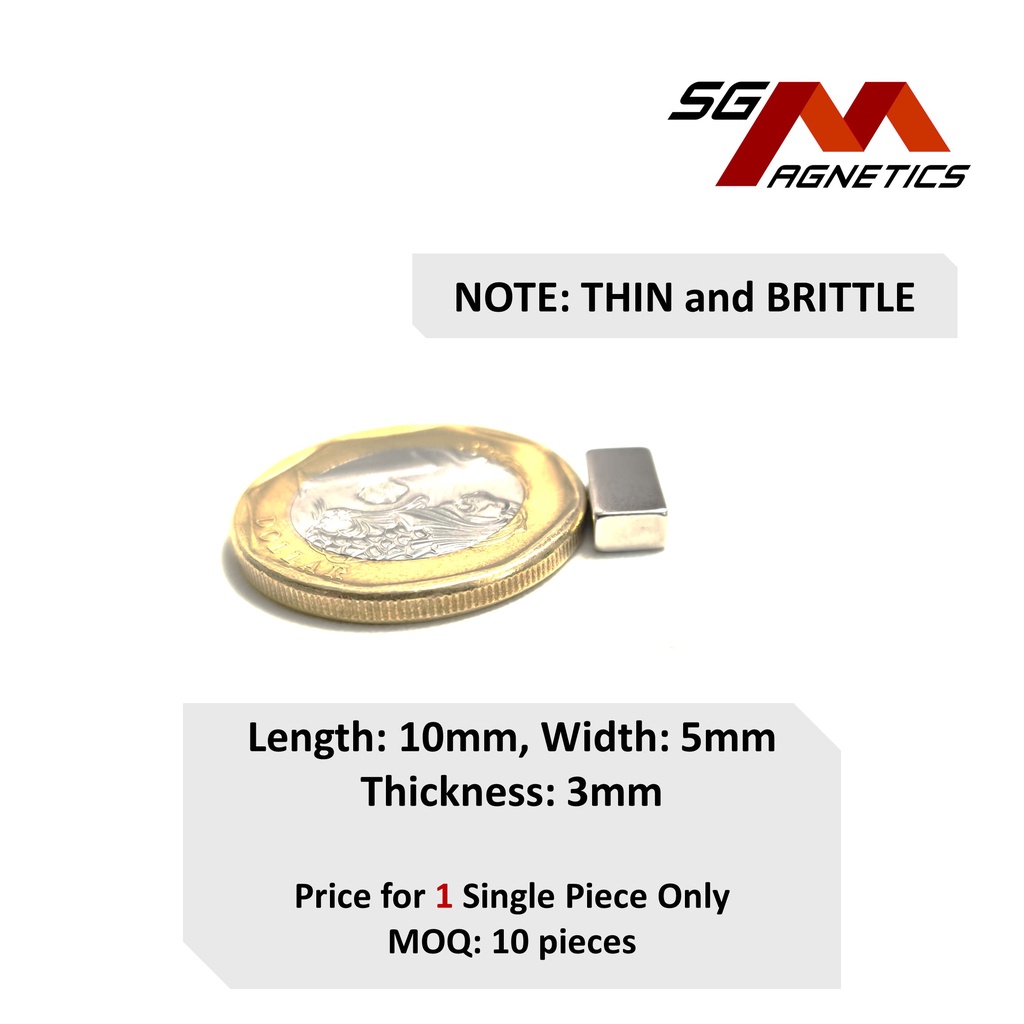 SG Stock 10x5x3mm Tiny Magnet Block Neodymium Cuboid Small Strong ...